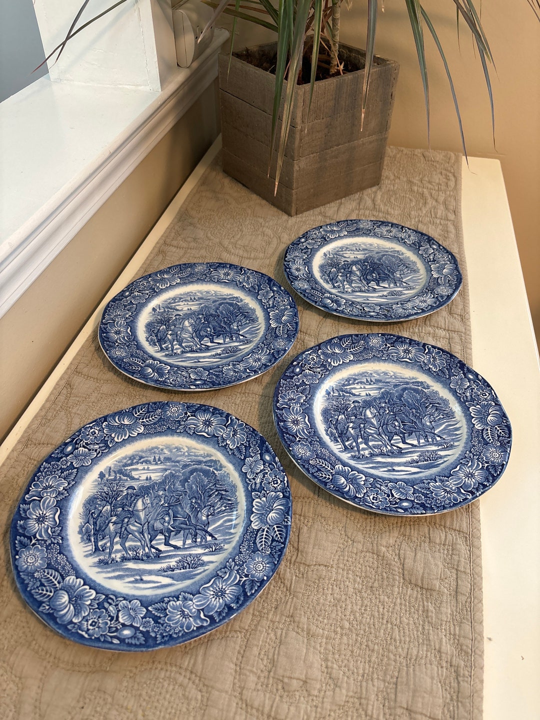 Staffordshire Liberty Blue Lunch Plates 9 Set of 4 Excellent Condition ...
