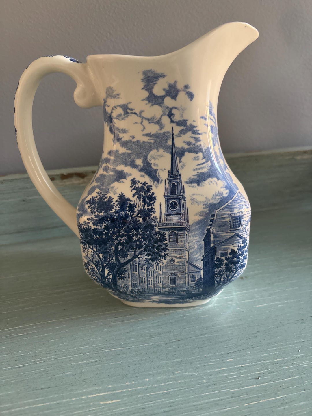 Liberty Blue Water/beverage Pitcher Staffordshire Excellent Condition ...