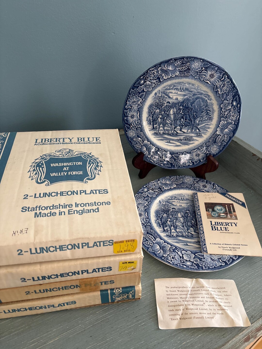 Staffordshire Liberty Blue Lunch Plates 4 Boxes Plus Bonus Liberty Blue ...