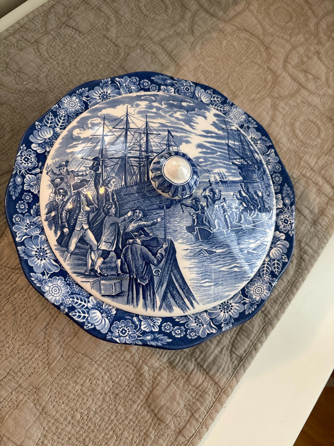 Staffordshire Liberty Blue Covered Vegetable Bowl - Etsy