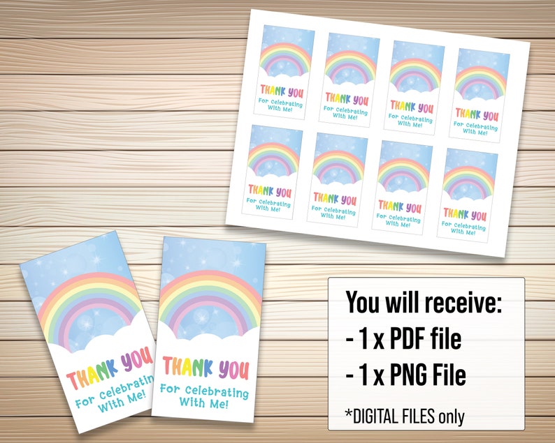 Instant Download - Pastel Rainbow Gift Tag, Birthday Gift Tag, Thank ...