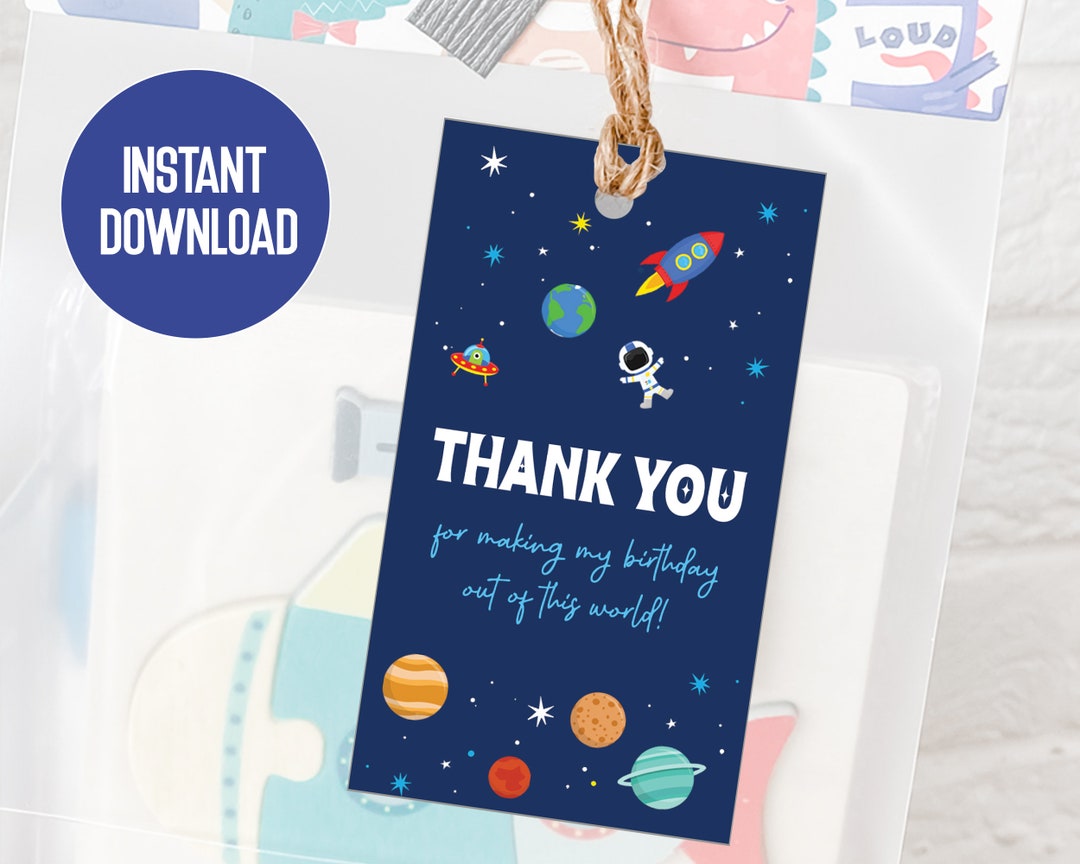 Instant Download - Space Gift Tag, Birthday Gift Tag, Thank You Tags ...