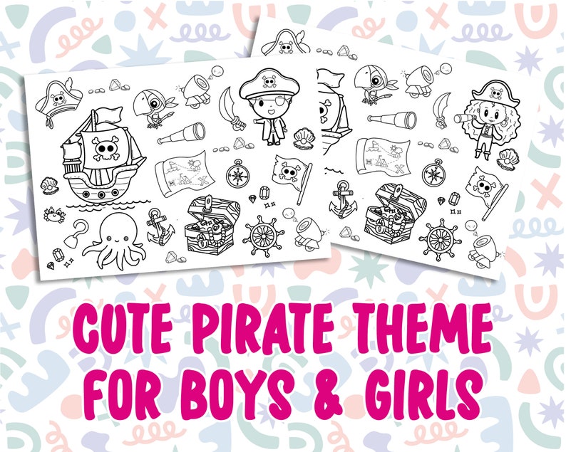 Instant Download - Pirate Theme Coloring Sheet for Kids, Placemat ...