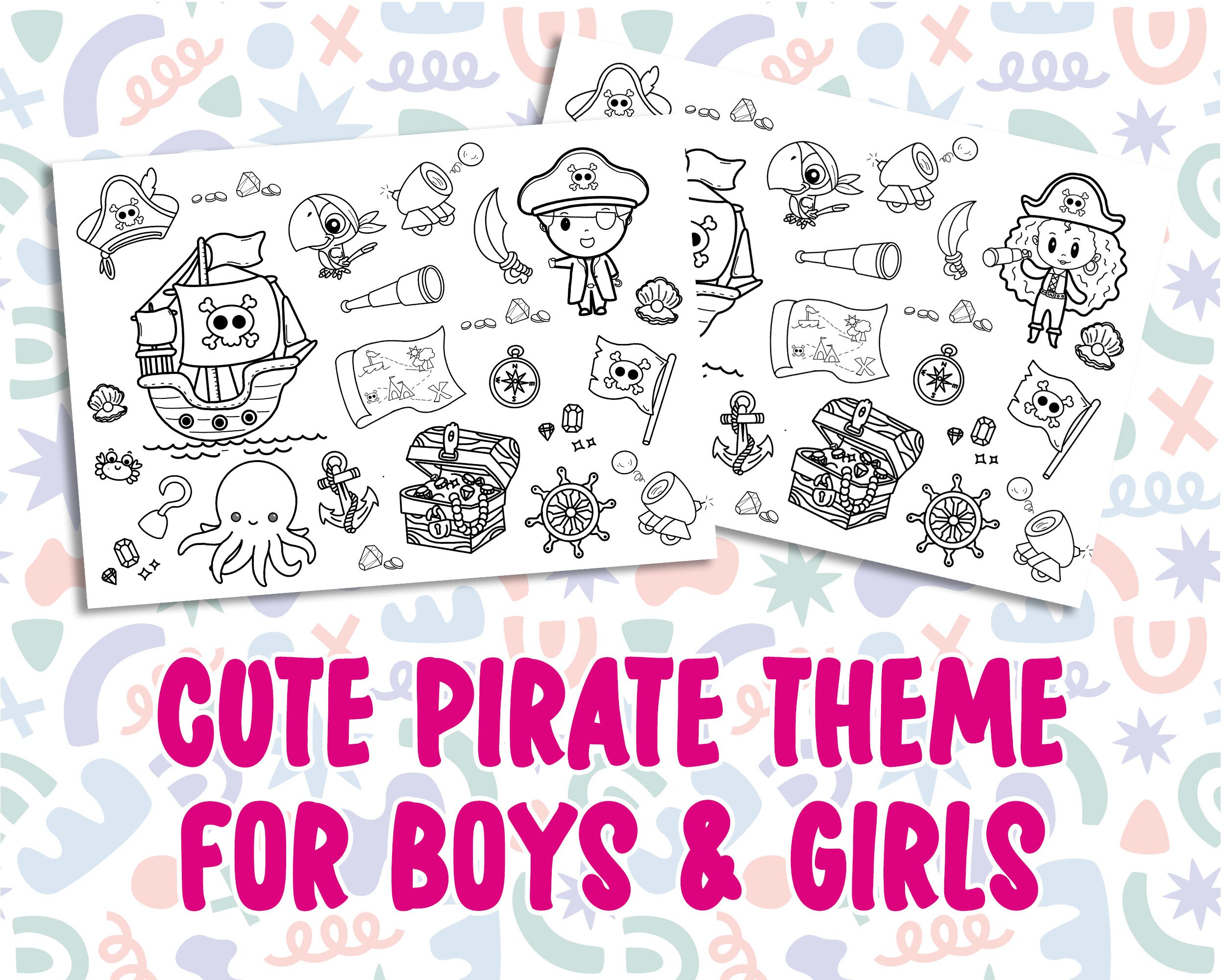 Instant Download - Pirate Theme Coloring Sheet for Kids, Placemat ...