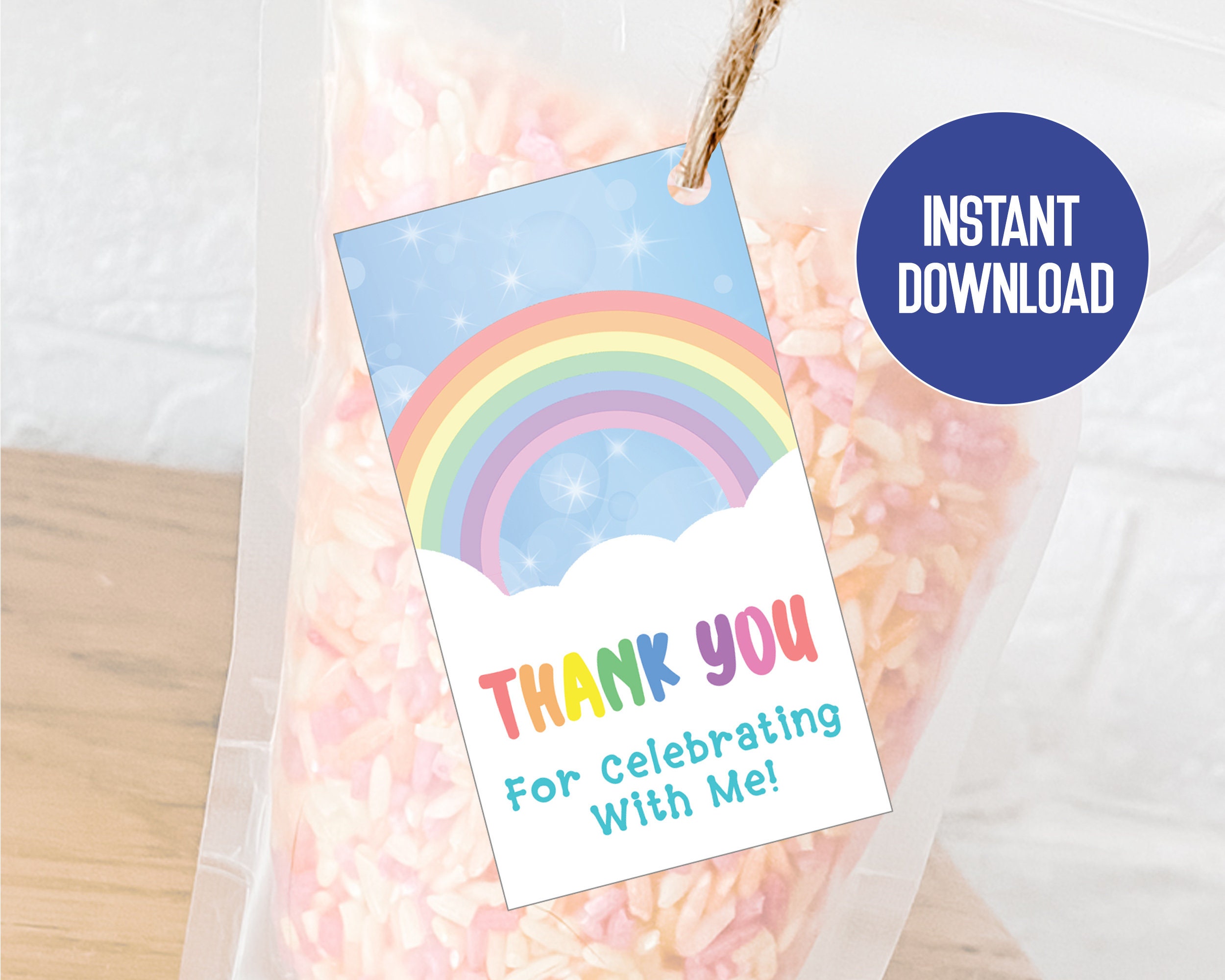 Instant Download - Pastel Rainbow Gift Tag, Birthday Gift Tag, Thank ...