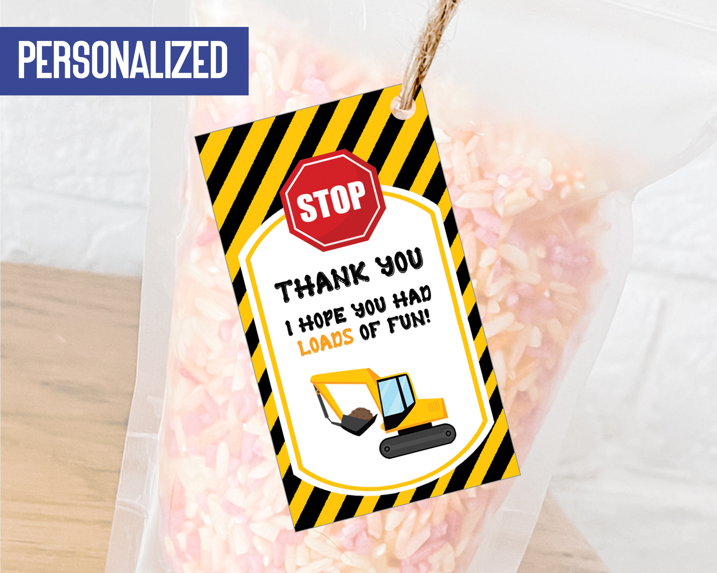 Instant Download Construction Excavator Gift Tag, Birthday Gift Tag ...