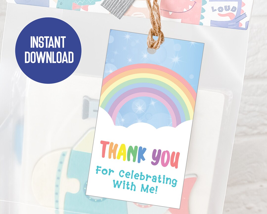 Instant Download - Pastel Rainbow Gift Tag, Birthday Gift Tag, Thank ...