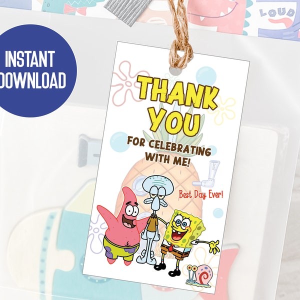 Spongebob Favor Tag - Etsy