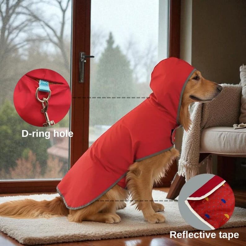 Reversible Pet Raincoat: Two-way Wear Waterproof Coat With Reflective ...