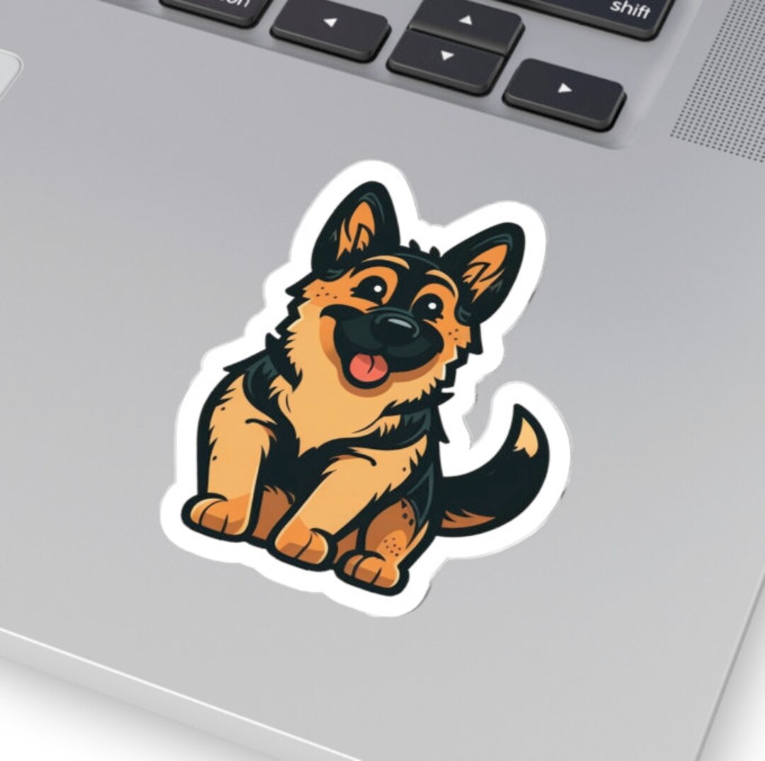 German Shepherd Puppy Kiss-cut Sticker Chibi Style Cute Happy Dog ...