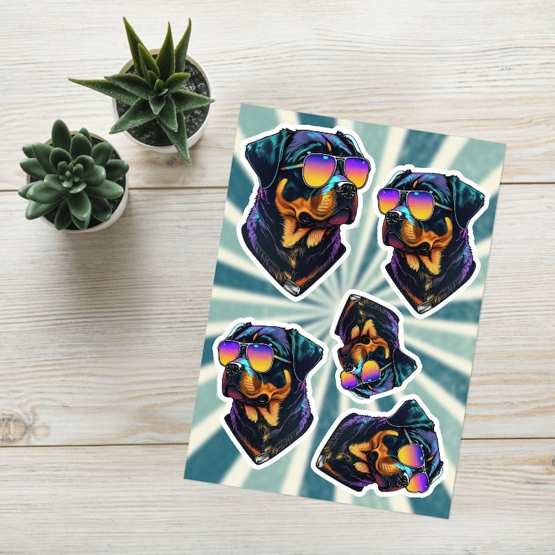 Rottweiler Retrowave Sticker Synthwave Design Pet Dog Decal Active ...