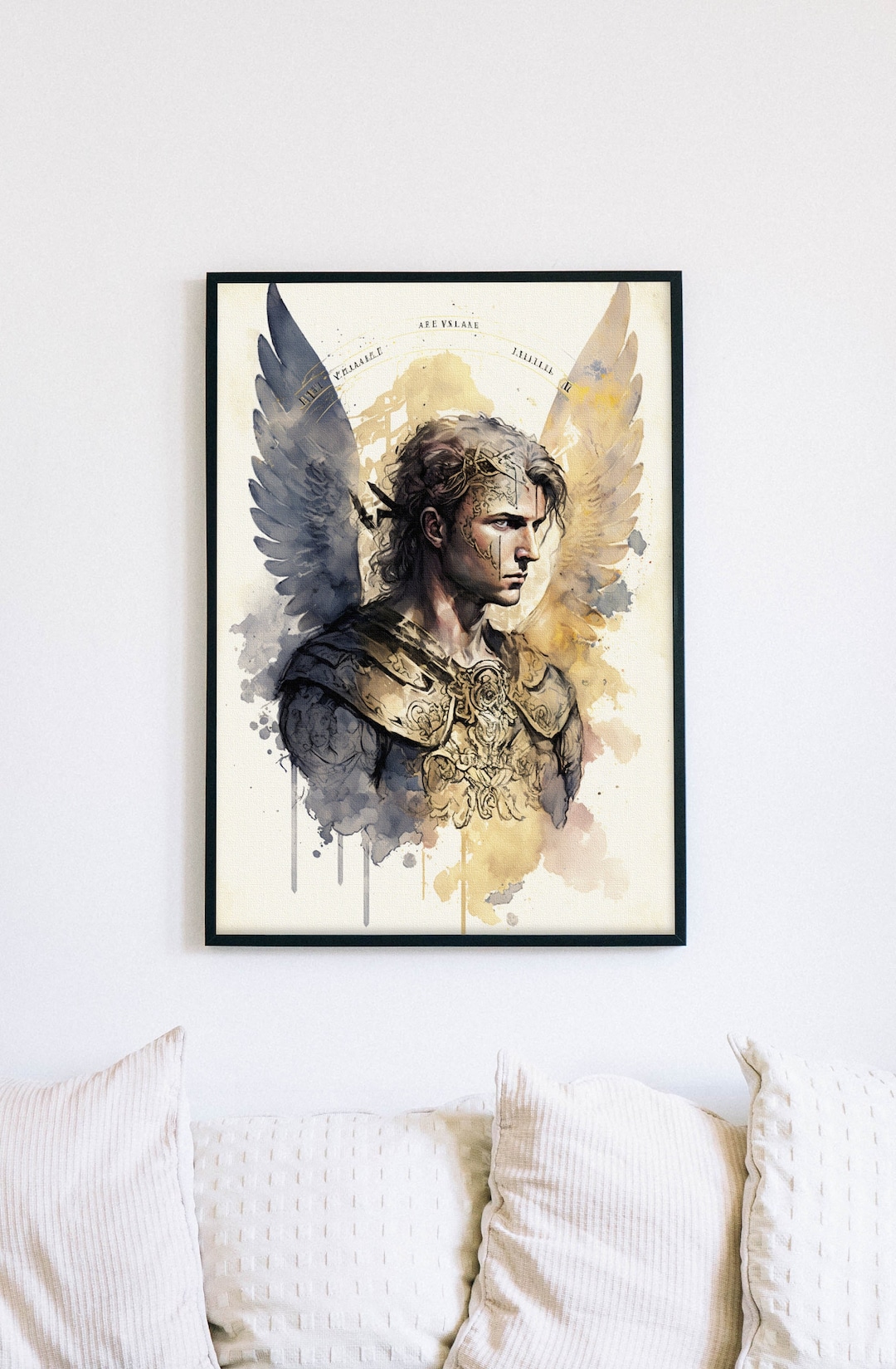 Archangel Azrael Print, Religious Gift Icon Azrael, Watercolor Angel ...