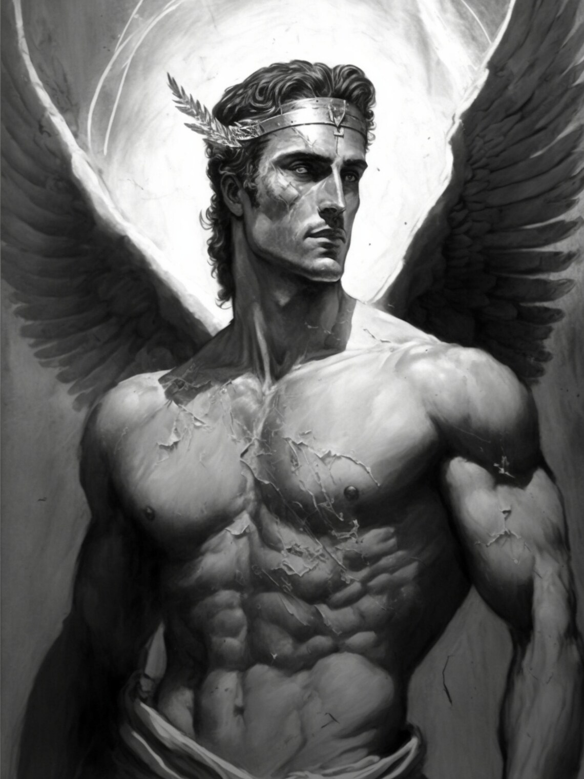 Charcoal Phoebus Apollo, Black & White the God of Music Sun, Greek ...