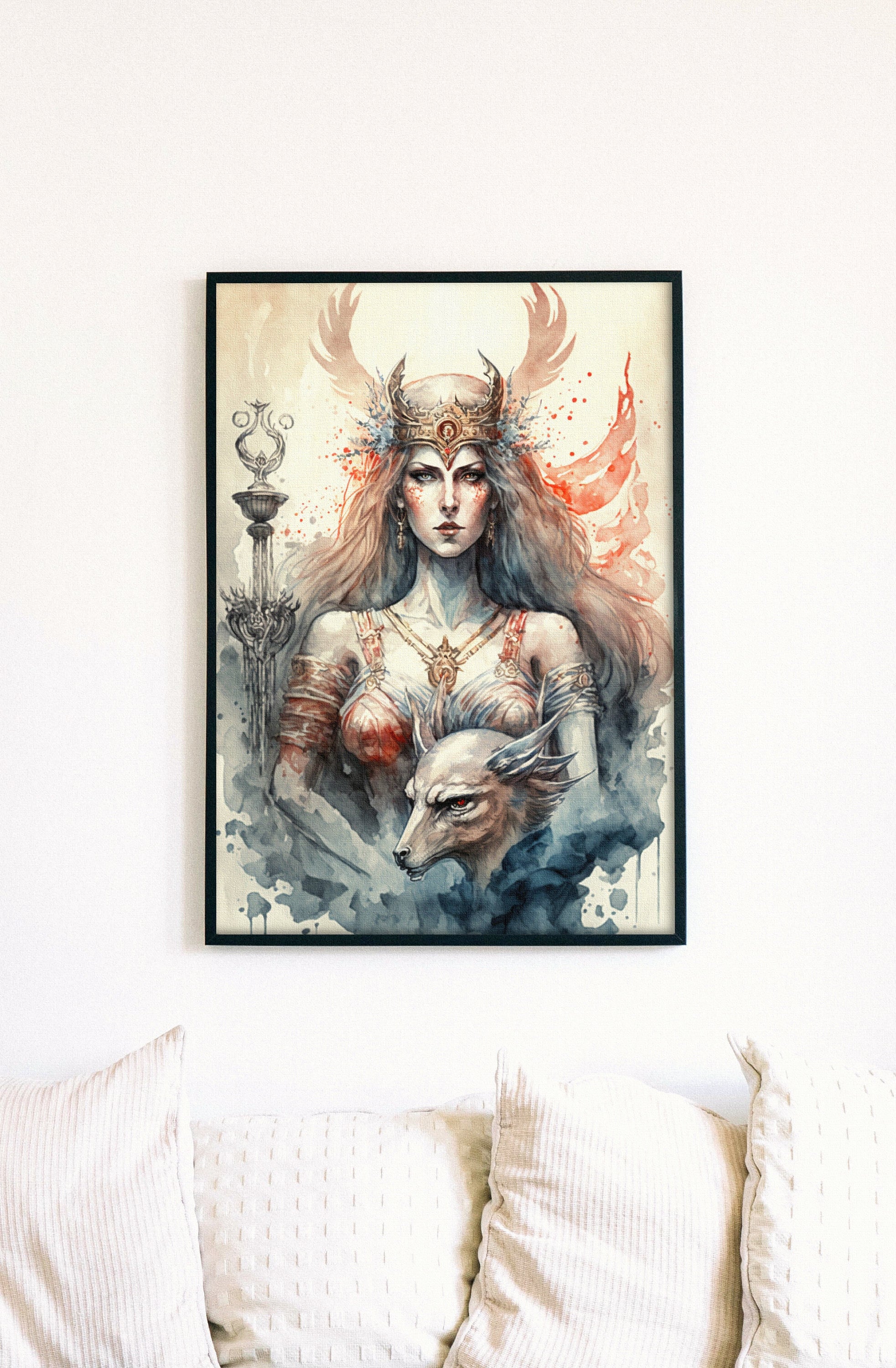 Freyja Print, Nordic Goddess, Norse Mythology Print, Watercolor Freya ...