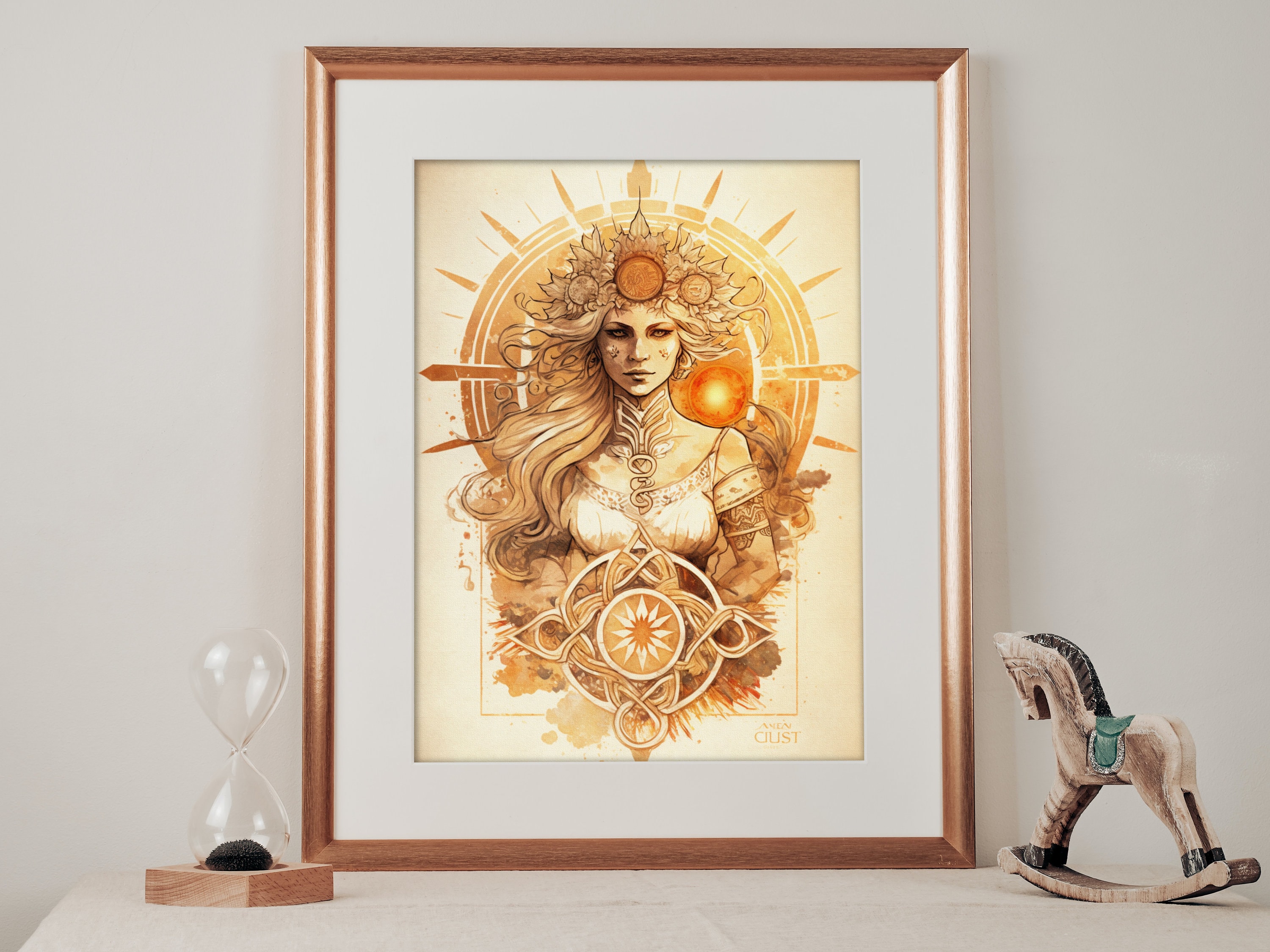 Sol Print, Nordic Goddess of Sun, Norse Mythology Print, Watercolor Sol ...