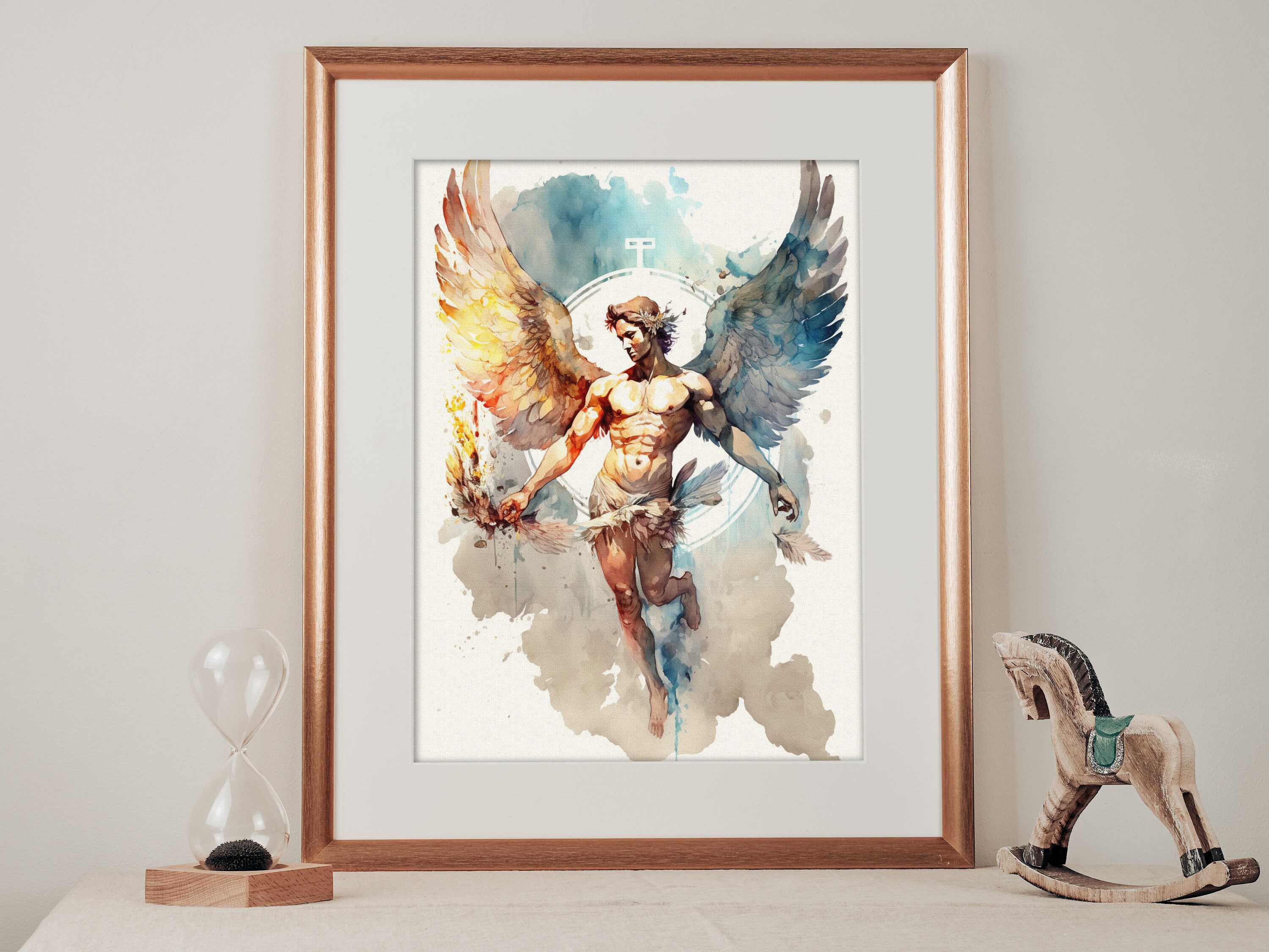 Icarus Print, Greek Mythology Fallen Icarus Print, Watercolor Icarus ...