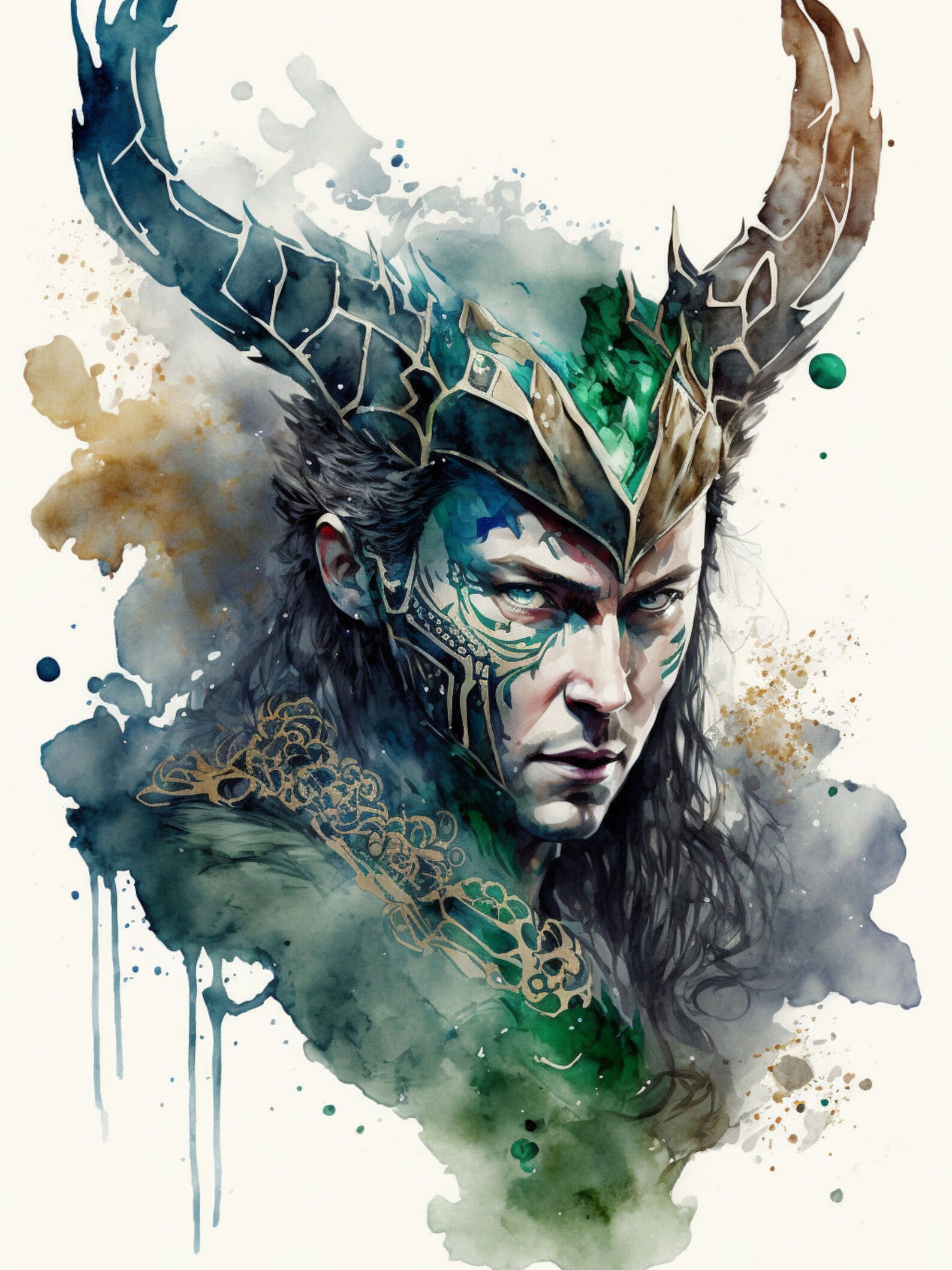 Loki Print, Nordic God Loki, Norse Mythology Print, Watercolor Loki ...