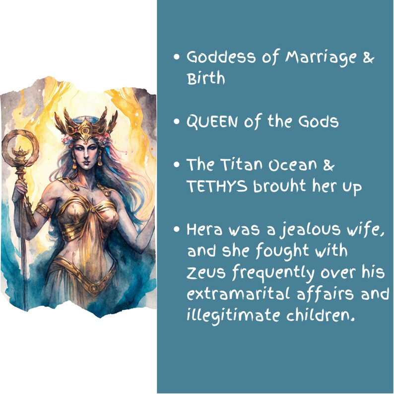 Juno Hera, the Goddess of Marriage, Greek Mythology Print, Watercolor Juno Printable Poster ...