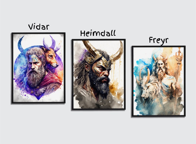 Norse Mythology Gallery Wall Print Custom Set Watercolor Eclectic Norse ...