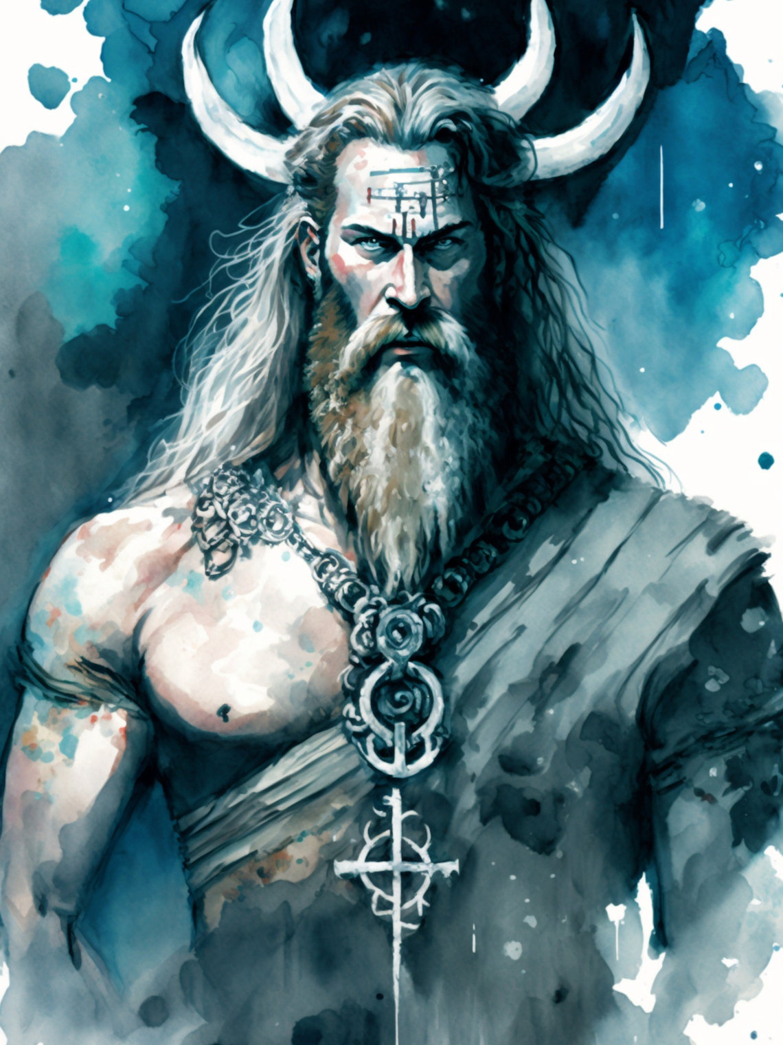Baldur Print, Nordic God Baldur, Norse Mythology Print, Watercolor ...