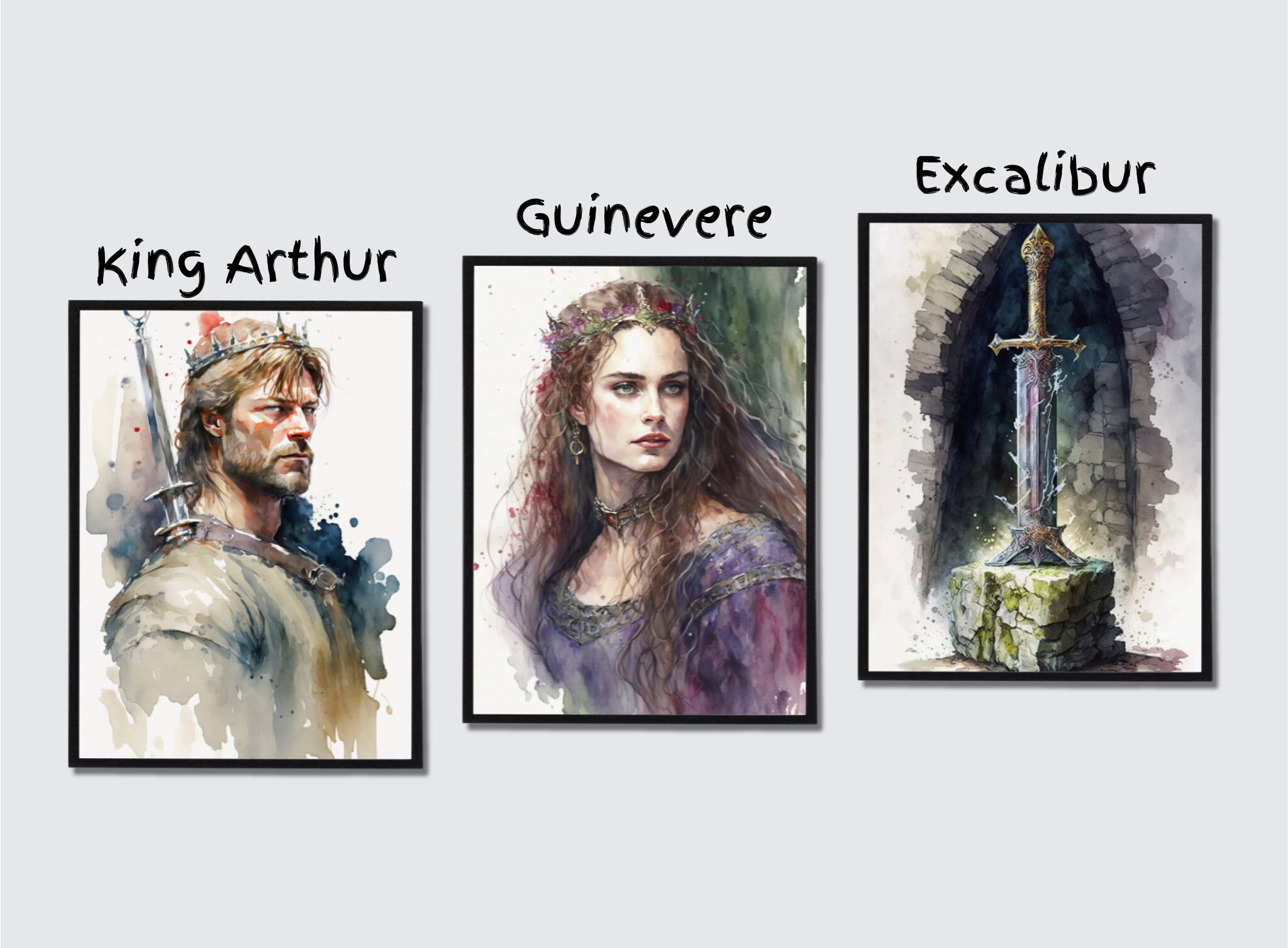 9 King Arthur Legacy Gallery Wall Print Custom Set Arthurian Legend ...