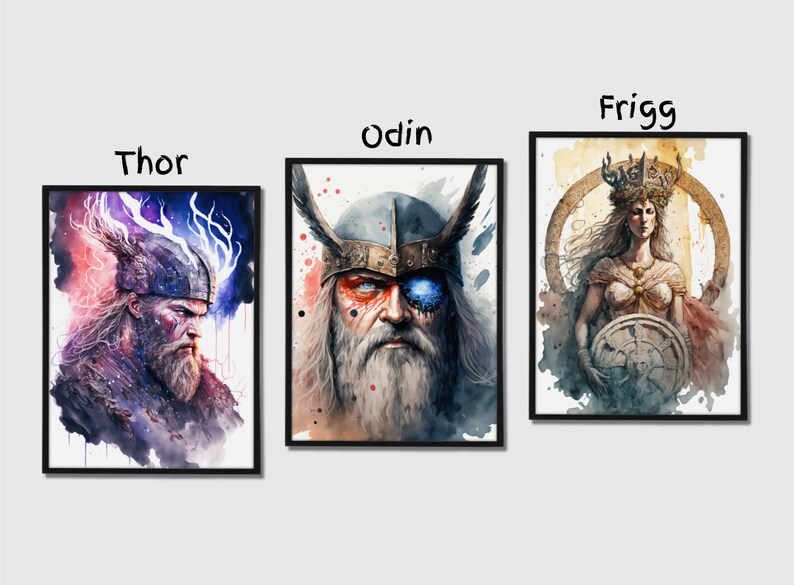 Norse Mythology Gallery Wall Print Custom Set Watercolor Eclectic Norse ...