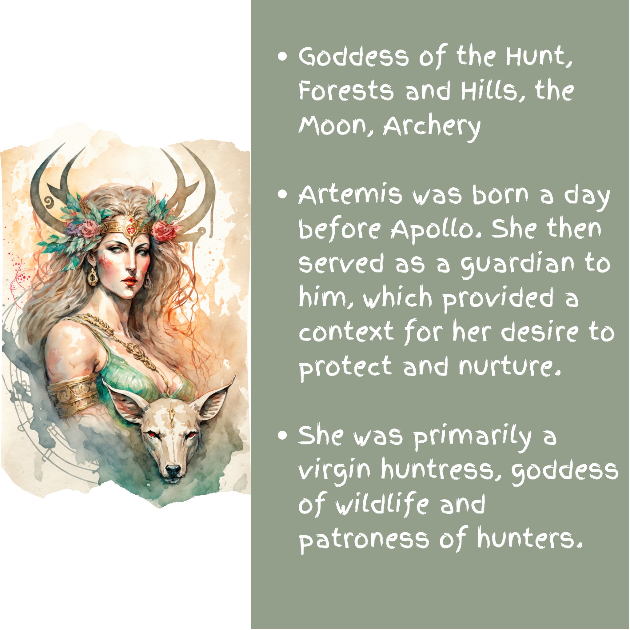 Diana Artemis, the Goddess of Hunt & Moon, Greek Mythology Print ...