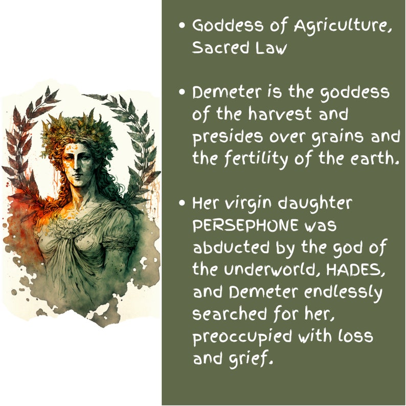 Ceres Demeter, the Goddess of Agriculture & Sacred Law, Greek Mythology Print, Watercolor ...