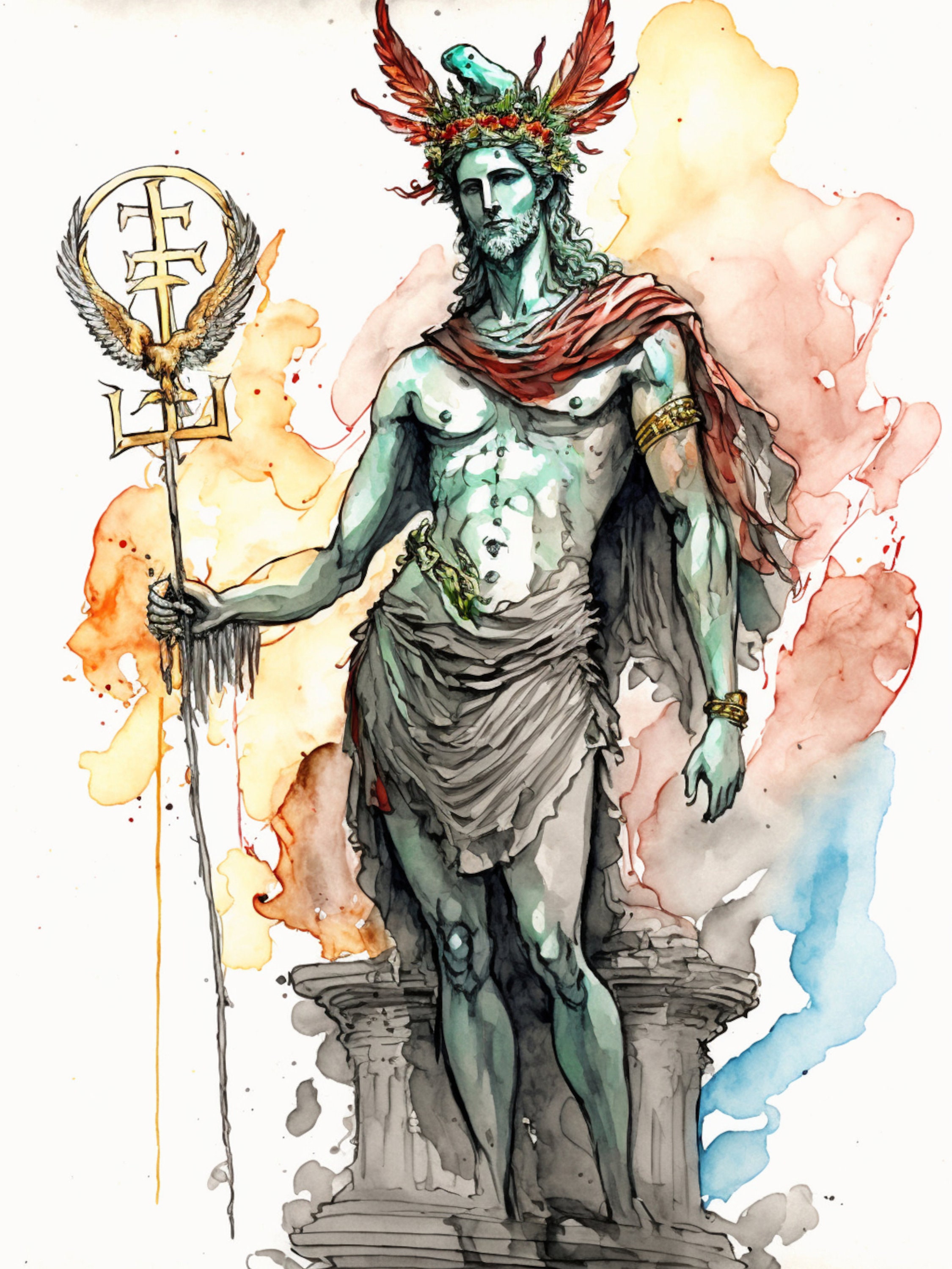 Mercury Hermes, Messenger of the Gods, Greek Mythology Print ...