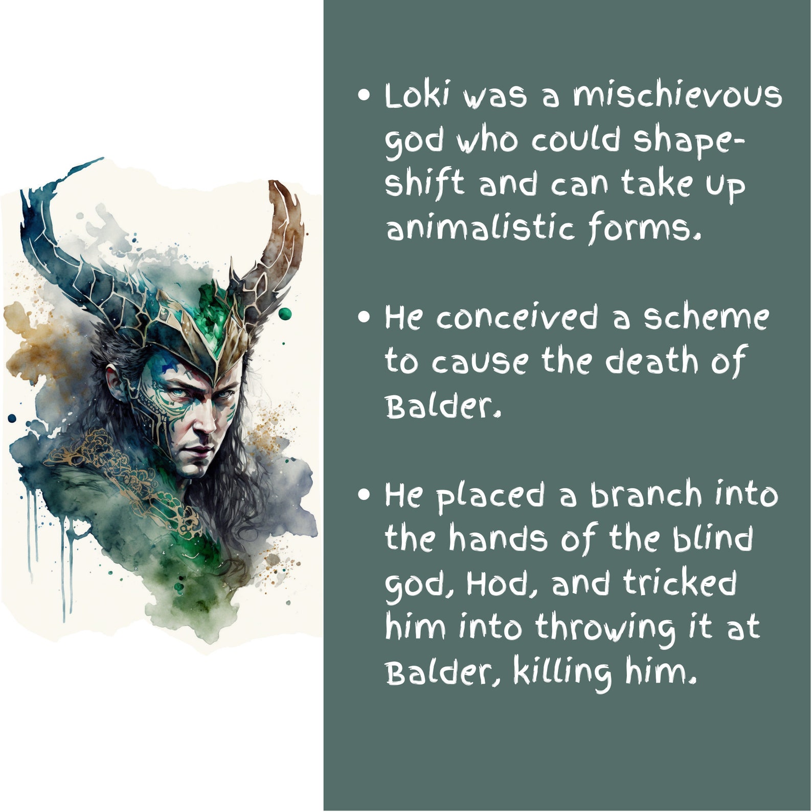 Loki Print, Nordic God Loki, Norse Mythology Print, Watercolor Loki ...