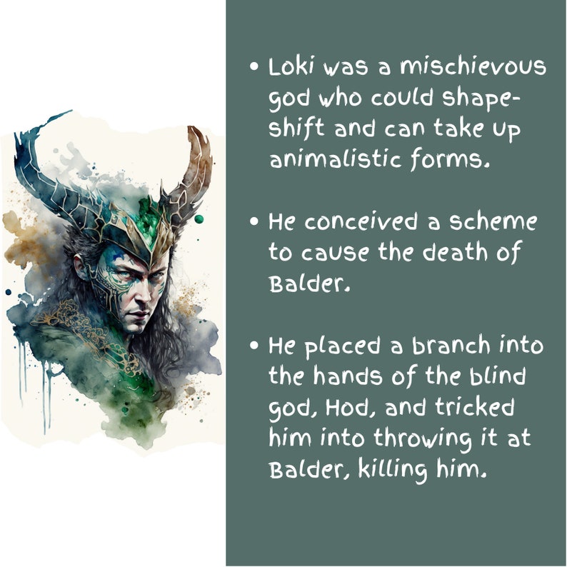 Loki Print, Nordic God Loki, Norse Mythology Print, Watercolor Loki ...