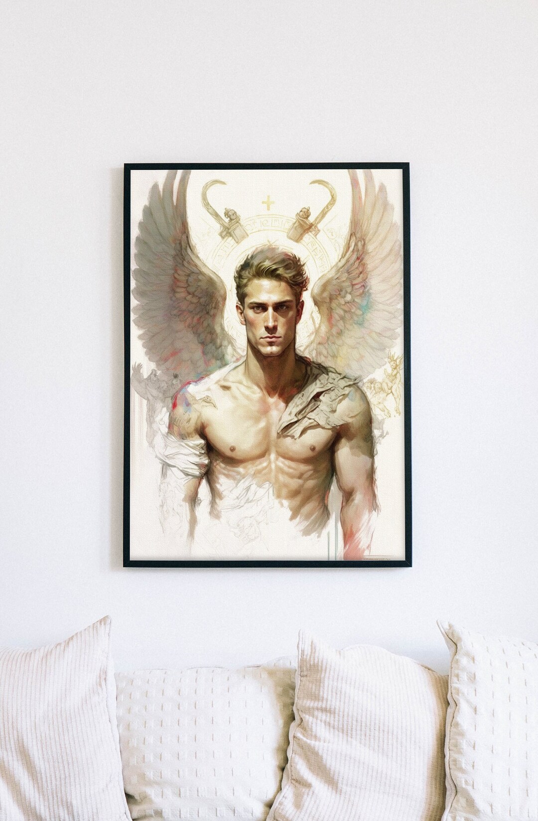 Archangel Gabriel Print, Religious Gift Icon Gabriel, Watercolor Angel ...