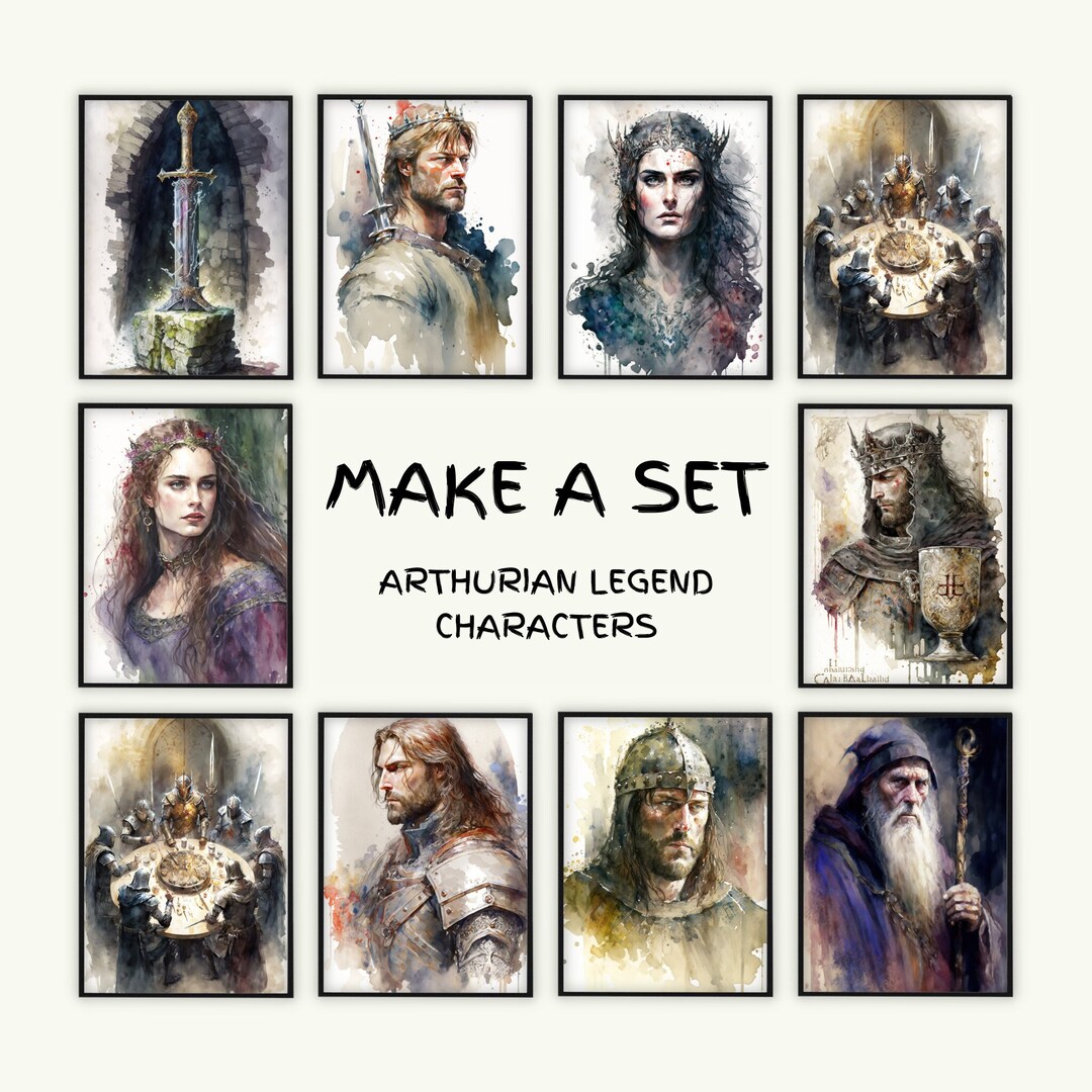 9 King Arthur Legacy Gallery Wall Print Custom Set | Arthurian Legend ...