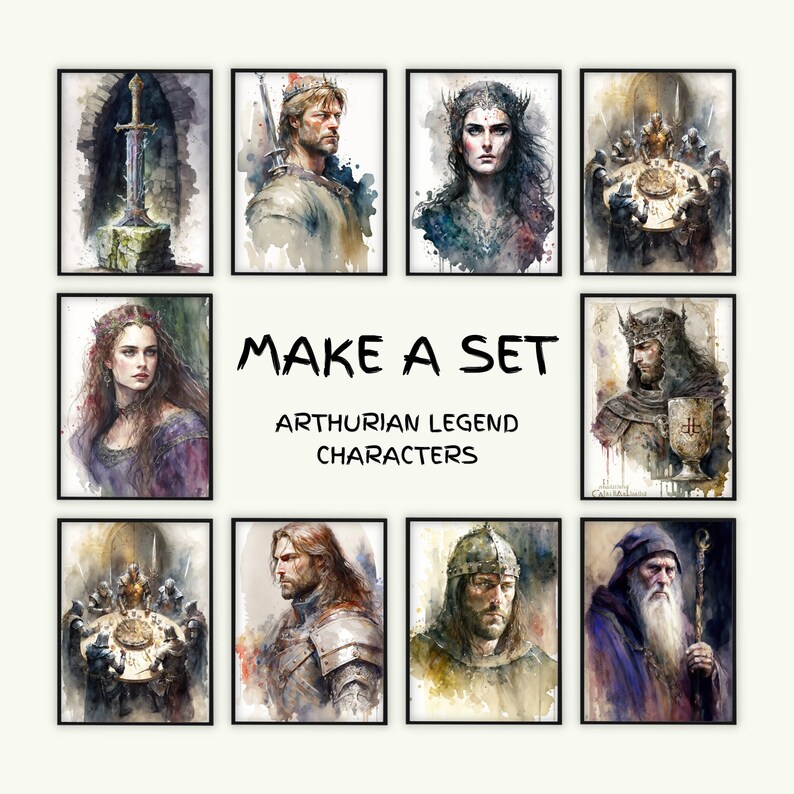 9 King Arthur Legacy Gallery Wall Print Custom Set | Arthurian Legend ...