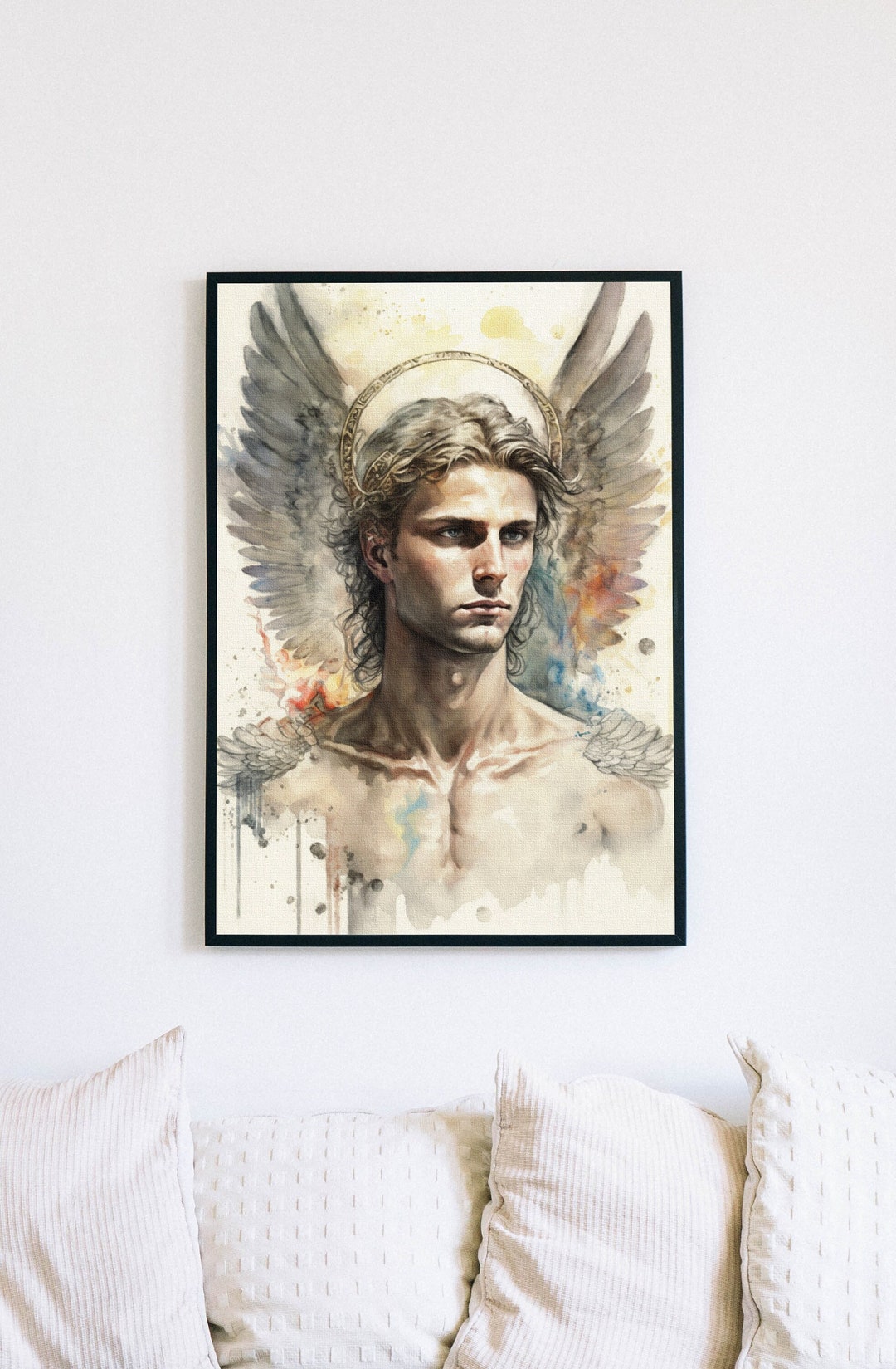 Archangel Remiel Print, Religious Gift Icon Remiel, Watercolor Angel ...