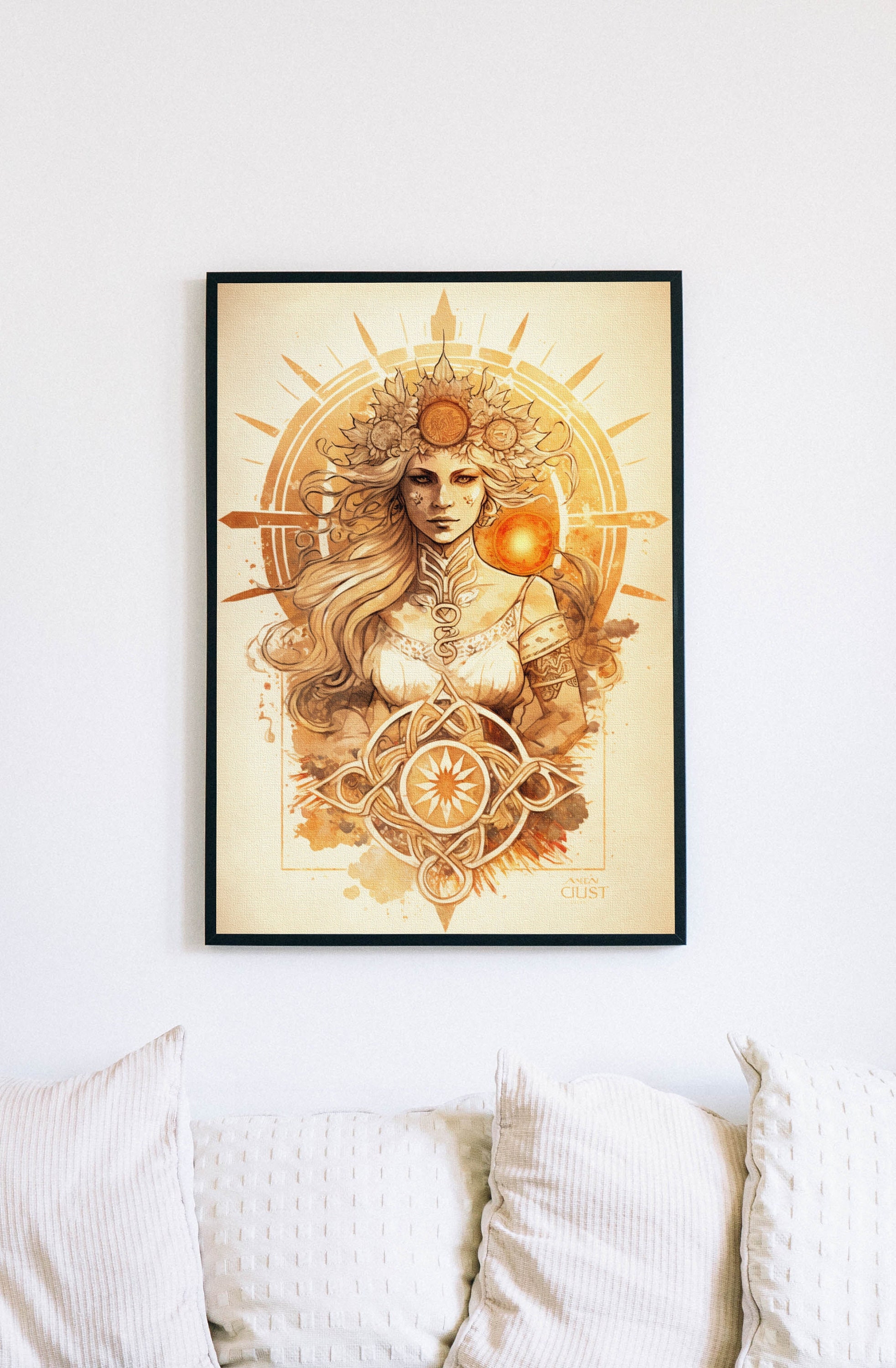 Sol Print, Nordic Goddess of Sun, Norse Mythology Print, Watercolor Sol ...