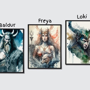 Norse Mythology Gallery Wall Print Custom Set | Watercolor Eclectic ...