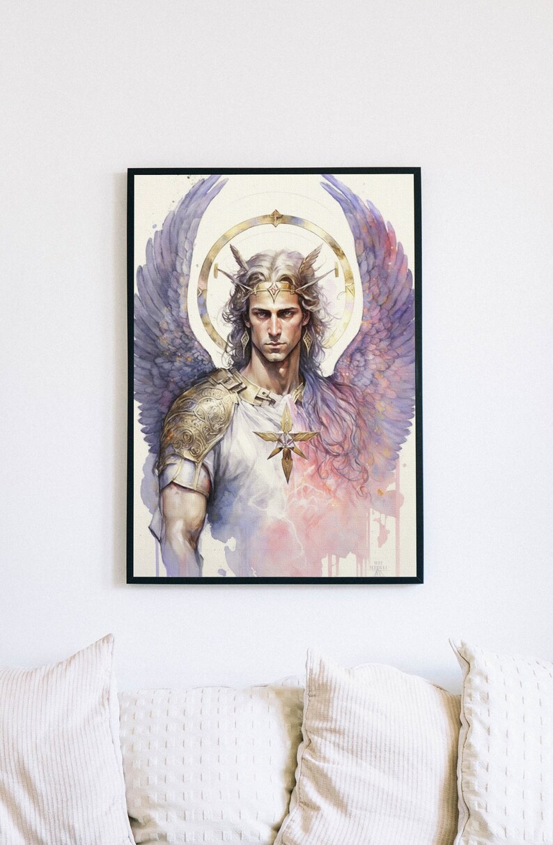 Archangel Uriel Print Religious Gift Icon Uriel Watercolor - Etsy