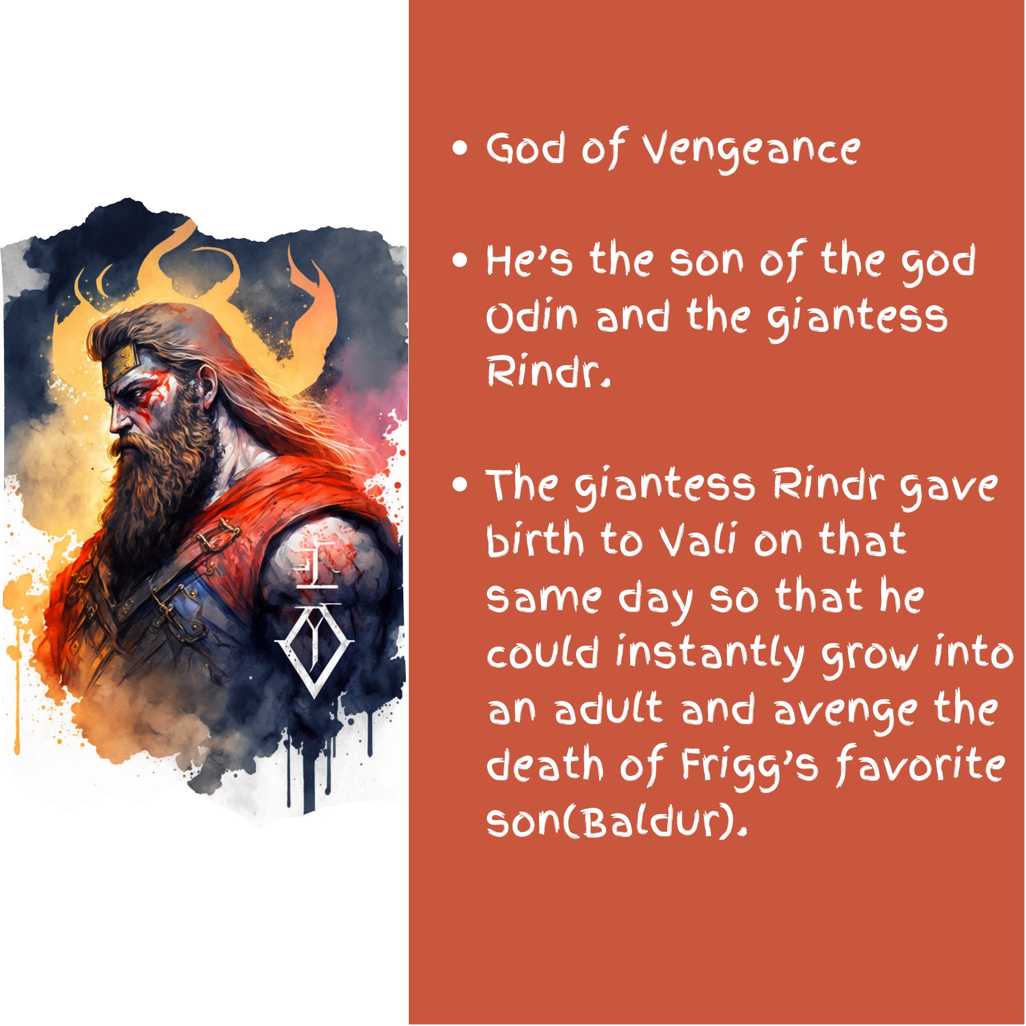 Vale Print, Nordic God Vale, Norse Mythology Print, Watercolor Vale ...