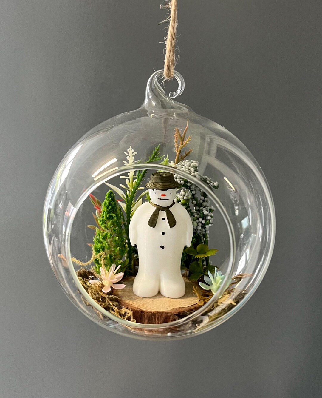 The Snowman Bauble Glass Large Forest Scene - Etsy