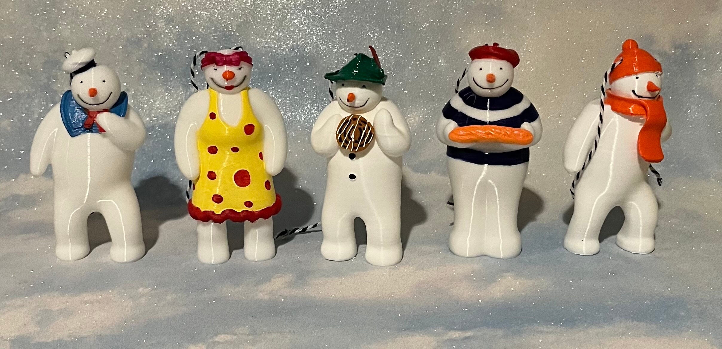 The Snowman Set of 5 Party Snowmen Christmas Tree Decorations New Uk ...