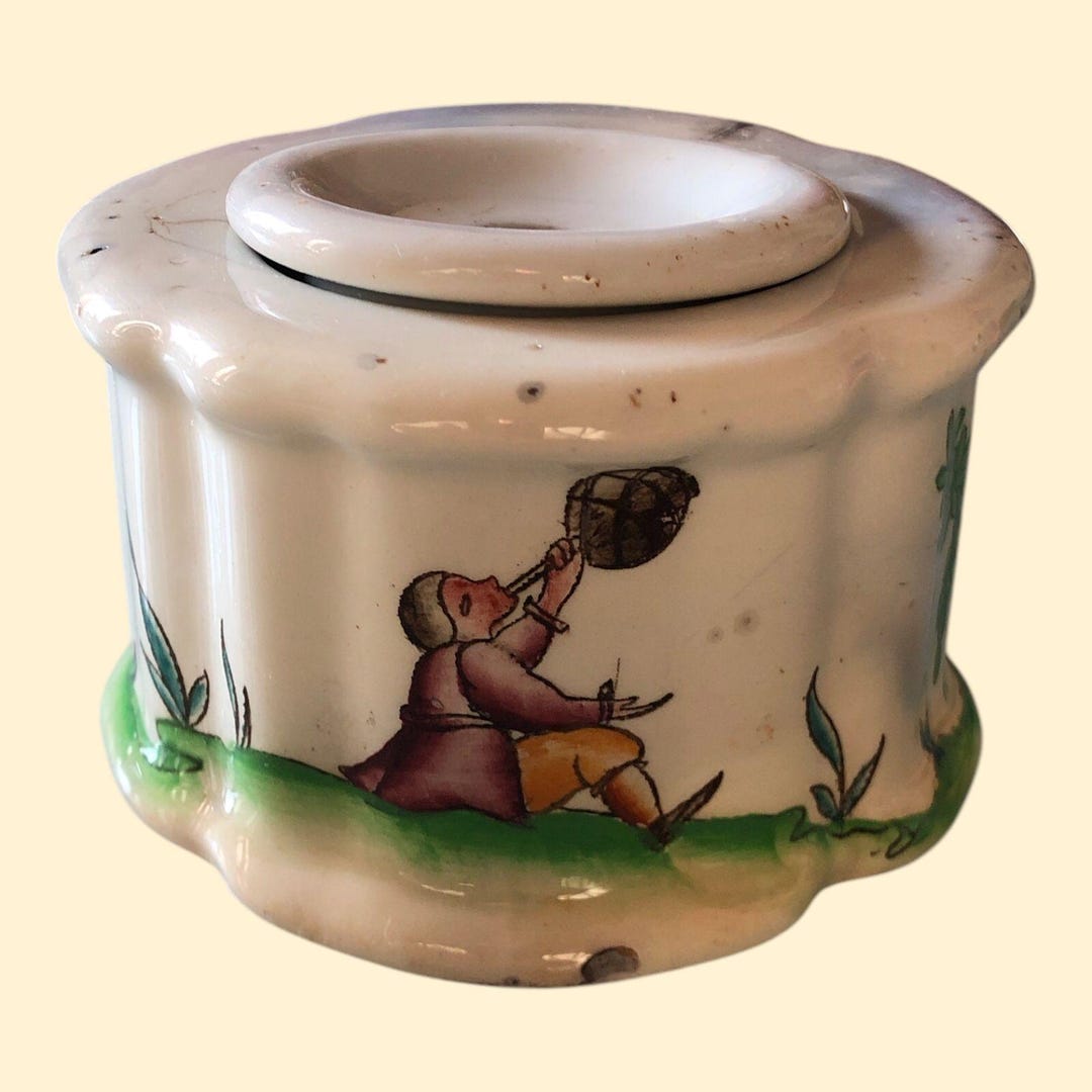 RARE 1920s Ceramic Inkwell Hand Painted Collectible Item Vintage ...