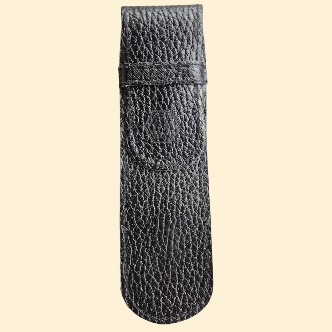 WATERMAN Hammered Black Leather Pen Holder, Vintage Pen Case, Pen ...