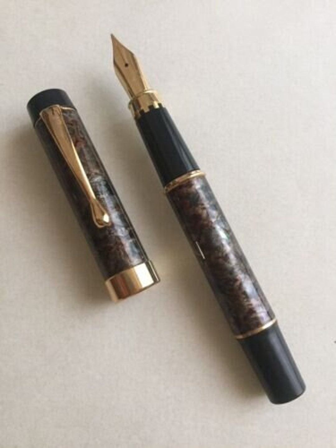 Filcao Brown Lacquer Fountain Pen, Vintage Fountainpen Made in Italy ...