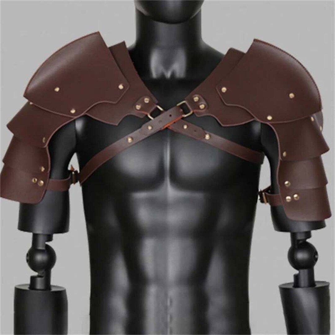 Medieval Vintage Multilayer Leather Studded Pauldrons Gladiator Samurai ...