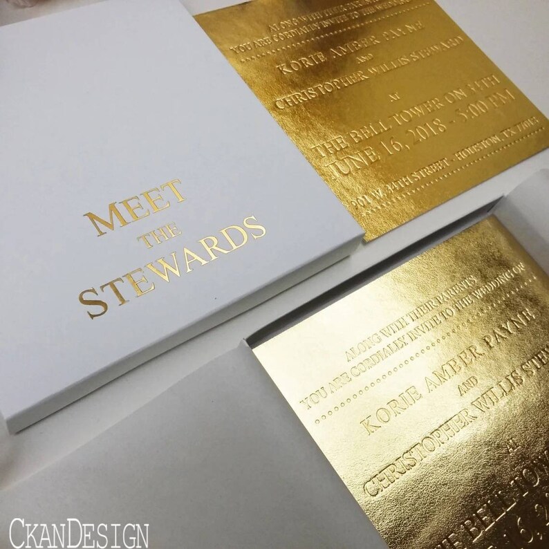 Elegant Gold Invitation Lux Wedding Invite Metallic Golden - Etsy