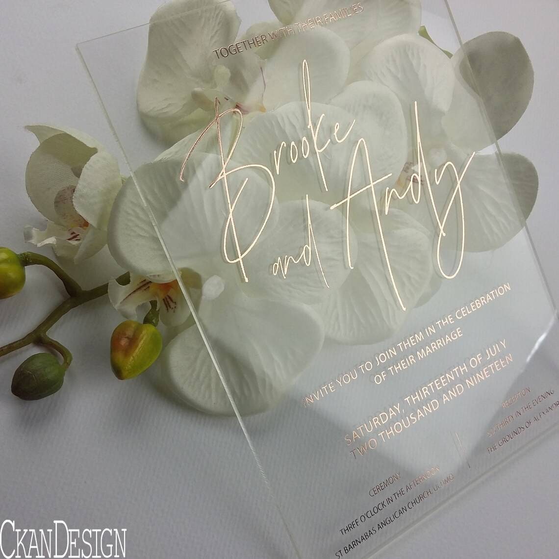 Plexi Acrylic Wedding Invitation Hot Rose Gold Foil Printed - Etsy