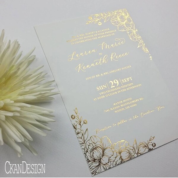 Gold Foil Invitation - Etsy