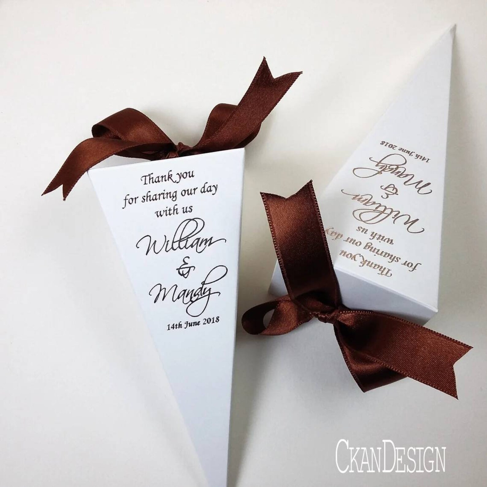 White Cone Box, Personalized Favor Gift, Custom Thank You Box, Custom ...
