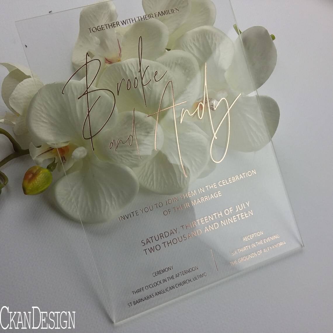 Plexi Acrylic Wedding Invitation Hot Rose Gold Foil Printed - Etsy